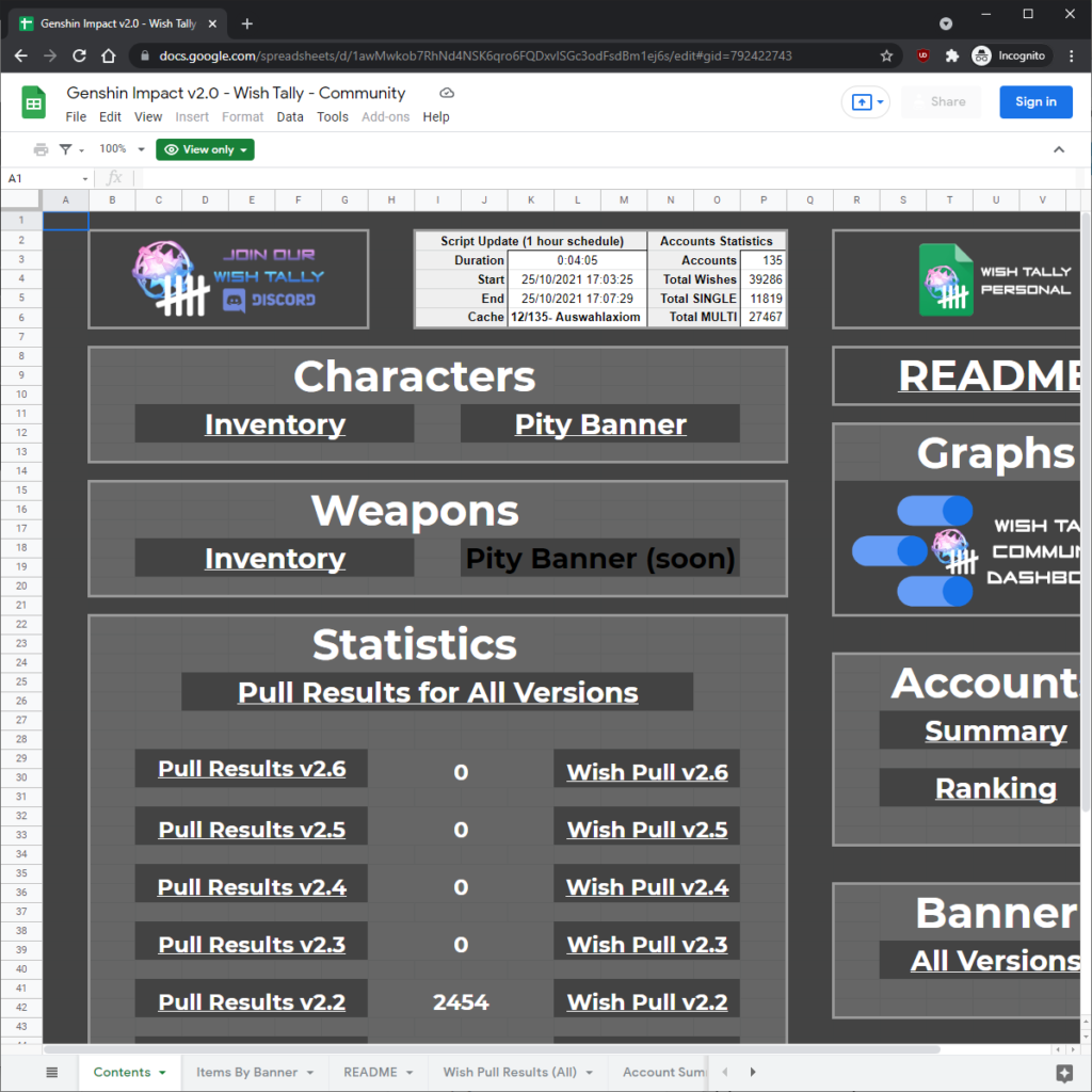Wish Tally – Community – GenSheets