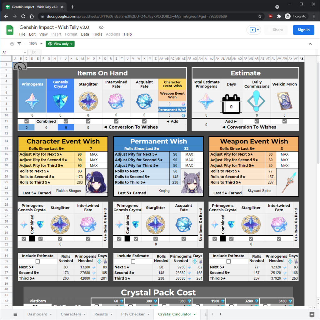 Wish Tally – GenSheets