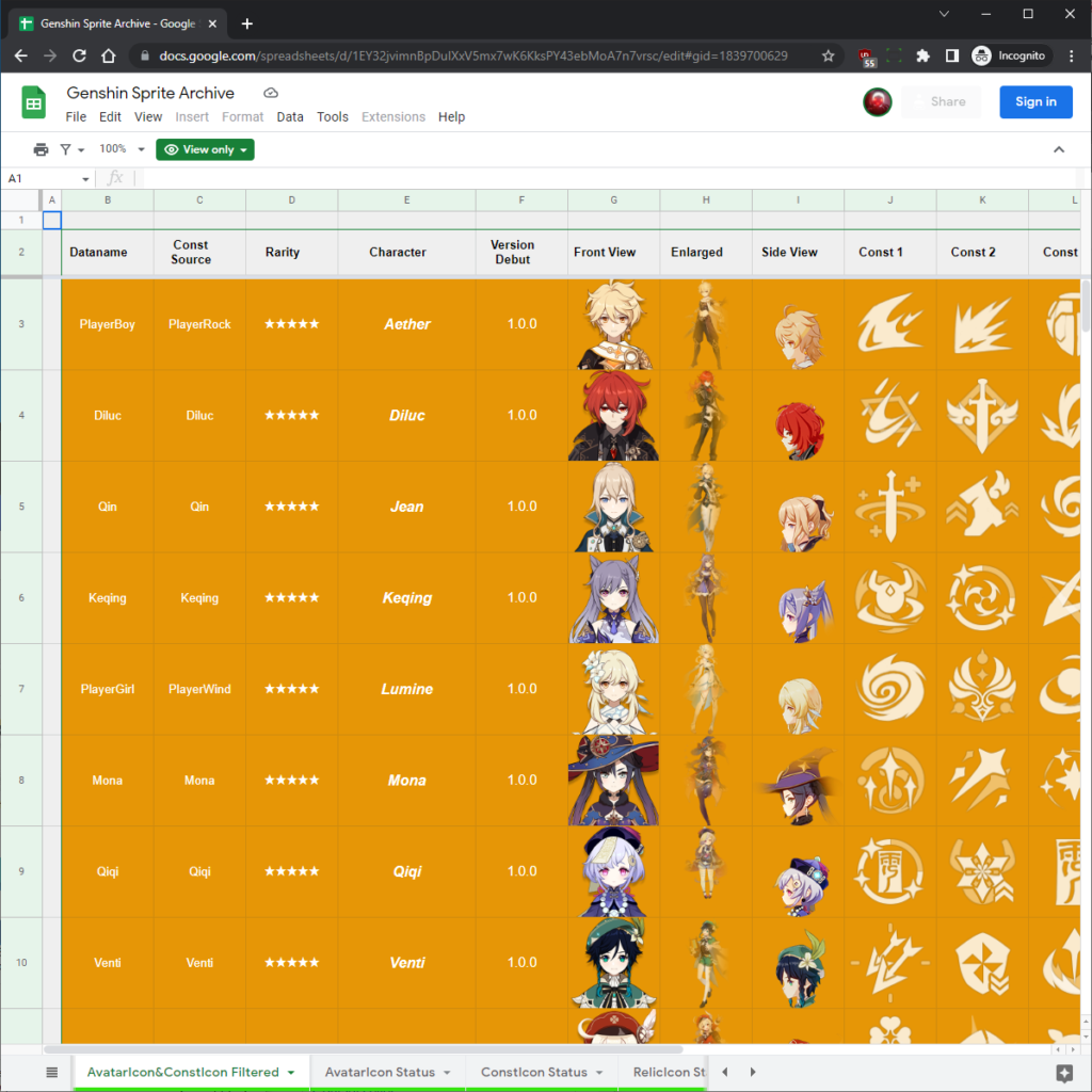 Genshin Sprite Archive – GenSheets