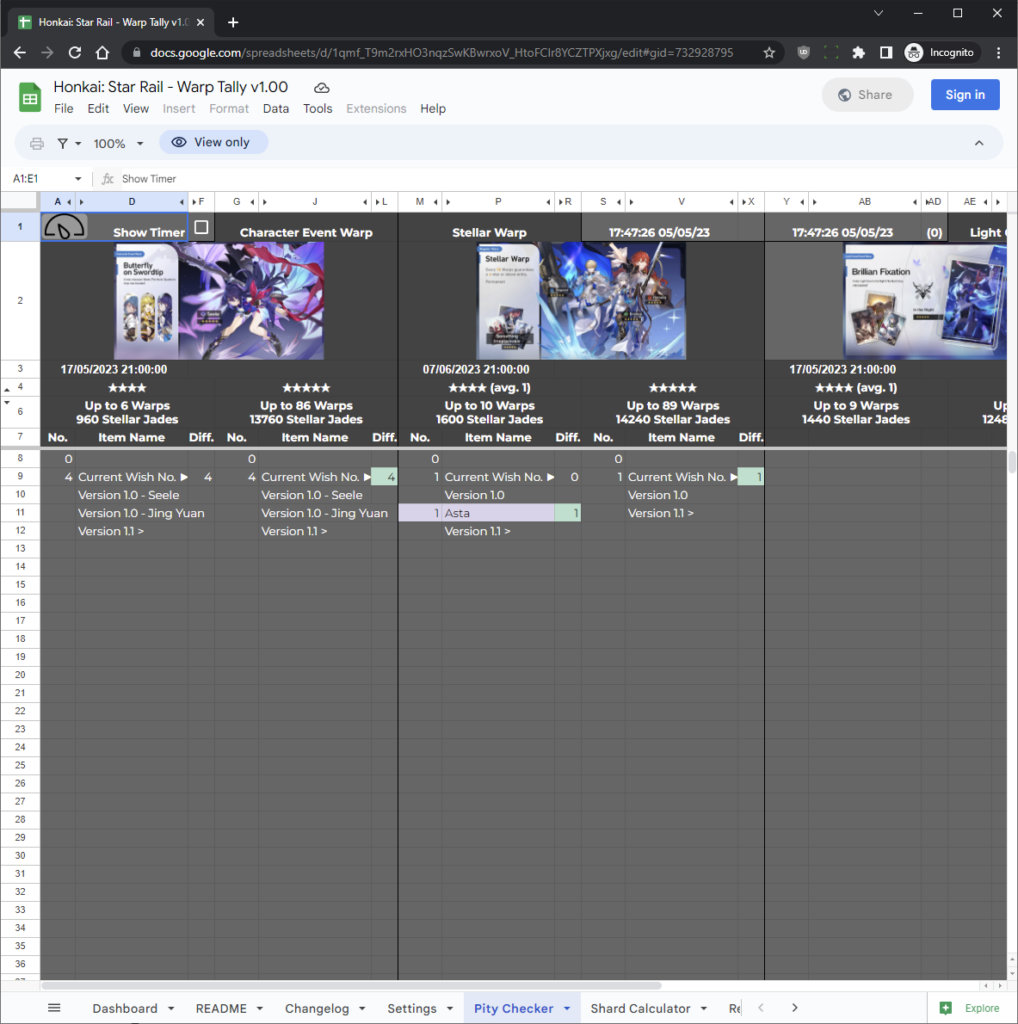 Warp Tally Star Rail – GenSheets